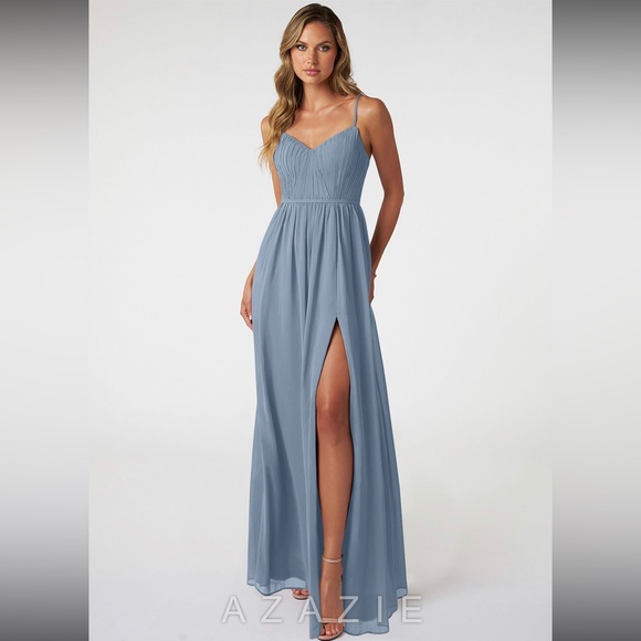 Azazie | Dresses | Azazie Zuma Steel Blue Bridesmaids Dress 2 4 | Poshmark